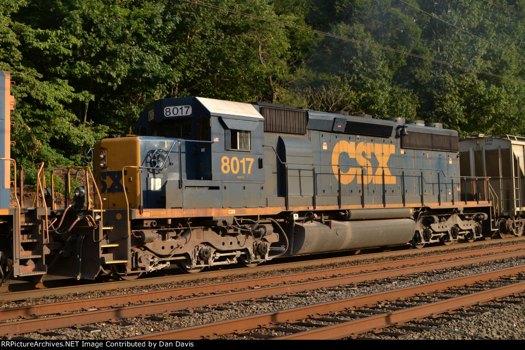 CSX SD40-2 8017 trails on Q438-11